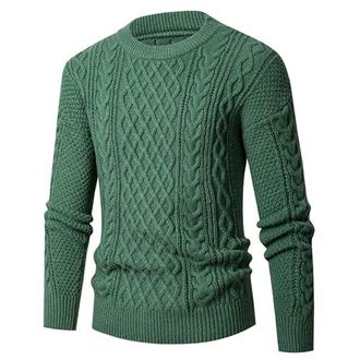 Generic VYLYNL Pull en tricot torsad&eacute; pour homme - Col rond - Manches longues - Pull &eacute;pais et chaud en coton &eacute;pais - Pull de p&ecirc;cheur - Couleur unie - Tricot t