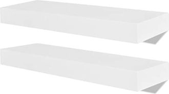 vidaXL 2 Etag&egrave;res murales suspendues MDF Blanc Stockage Rangement DVD/Livres