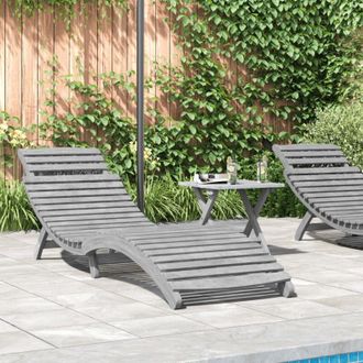 vidaXL Vidaxl - Chaise longue gris 184x55x64 cm bois massif dacacia