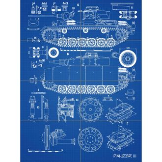 Artery8 Panzer III 3 Deutscher mittlerer Panzer Großer mehrteiliger Druck