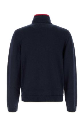 Casablanca Mens Navy Blue Wool Cardigan Exterior: Merino Maglieria Sweater