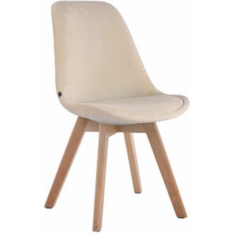 Clp Chaise en velours et structure en bois clair pour salle &agrave; manger diff&eacute;rentes couleurs colore : Cr&egrave;me