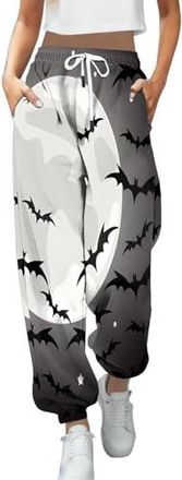 Generic Pantalon de surv&ecirc;tement pour femme avec poche lat&eacute;rale r&eacute;glable, pantalon de jogging imprim&eacute; dHalloween pantalon d&eacute;contract&eacute;, gris, XXL
