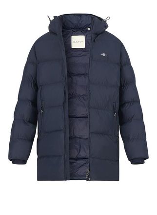 GANT Herren Steppjacke blau Mikrofaser unifarben