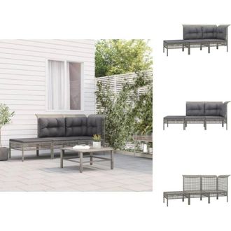 vidaXL 3-tlg. Garten-Lounge-Set mit Kissen Grau Poly Rattan - Gartenm&ouml;bel - Loungesessel - Gartenloungeset - Outdoor M&ouml;bel - Rattan M&ouml;bel