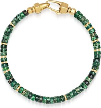 Nialaya Homme, Accessoires, Jaune, Taille: XL Dark Green Malachite Heishi Bracelet