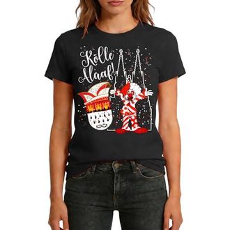 Generico T-shirt &agrave; manches courtes pour femme de Cologne de la cath&eacute;drale de Cologne Rouge et blanc avec col rond | Enterrement de vie de gar&ccedil;on, Noir, XXL