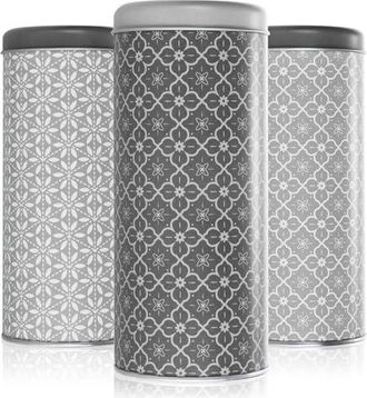 Com-Four 3x Bo&icirc;te &agrave; dosettes de caf&eacute; - Bo&icirc;te m&eacute;tallique avec couvercle - Rangement pour caf&eacute;, th&eacute; ou biscuits au design vintage moderne (3 pi&egrave;ces - Set 4)