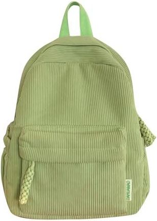 Generic Sac &agrave; dos d&eacute;contract&eacute; en velours c&ocirc;tel&eacute; pour &eacute;tudiant - Sac &agrave; bandouli&egrave;re - Petit sac &agrave; dos de randonn&eacute;e pour femme, Vert, taille unique