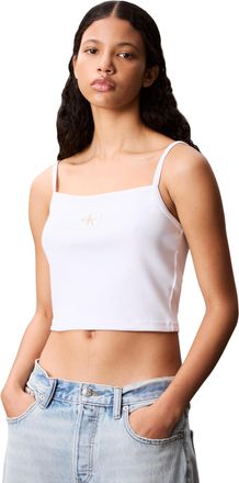 Calvin Klein Damen Tank Top Woven Label Cami Gerippt, Wei&szlig; (Brilliant White), XL