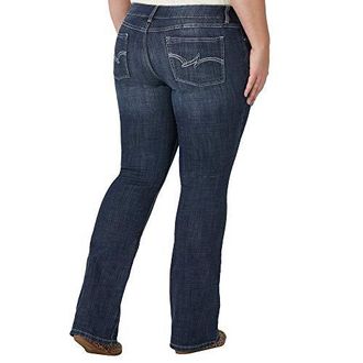 Wrangler Plus Mid Rise Straight Jean, Noir fonc&eacute;, 26 W/34 L Femme