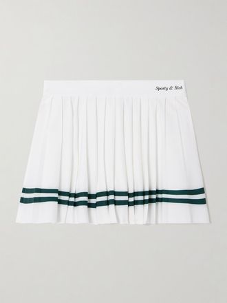 Sporty & Rich Jupe De Tennis En Jersey Stretch &Agrave; Plis Et &Agrave; Rayures - Blanc