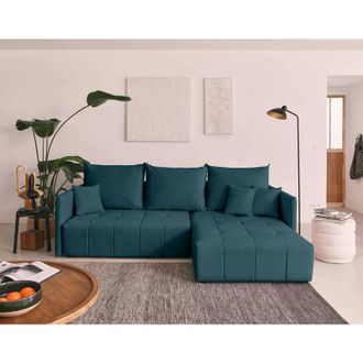 Best Mobilier Bestmobilier - Petra - canap&eacute; dangle r&eacute;versible - convertible avec coffre - 4 places - en velours