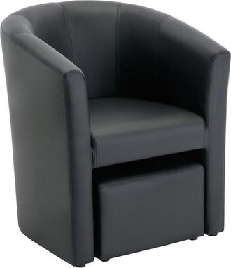 Vente-Unique Vente-unique - Fauteuil cabriolet et pouf en simili noir jovana