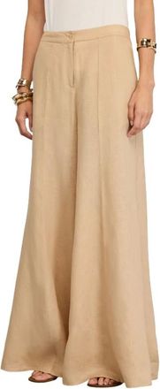 Semicouture Femme, Pantalons, Beige, Taille: 36 FR Pantalon large en chanvre