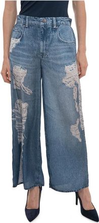 Liu Jo Femme, Jeans, Bleu, Taille: 42 FR Pantalon Large