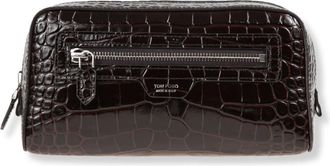 Tom Ford Homme, Sacs, Brun, Taille: ONE Size Pochette en cuir fa&ccedil;on crocodile