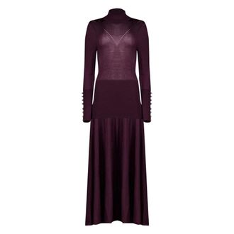 Paco Rabanne Strick-Maxikleid mit Knopfmanschetten - - Dresses - Damen - Lila - S