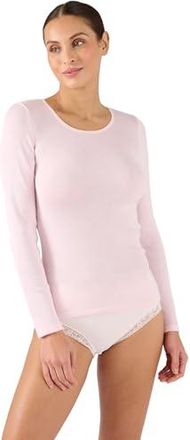 Damart T-Shirt Manches Longues Fine C&ocirc;te Thermique Thermolactyl Femme Rose Taille 54-56 (XXL)
