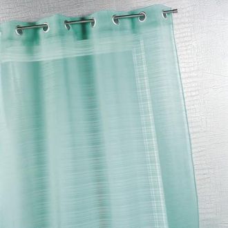 HOME MAISON Homemaison - Vorhang, Fantasie, fein gestreift, 100% Polyester, Blickdicht und dekorativ, f&uuml;r Wohnzimmer, Schlafzimmer, &Oslash; 4 cm, runde &Ouml;sen, silberfarb