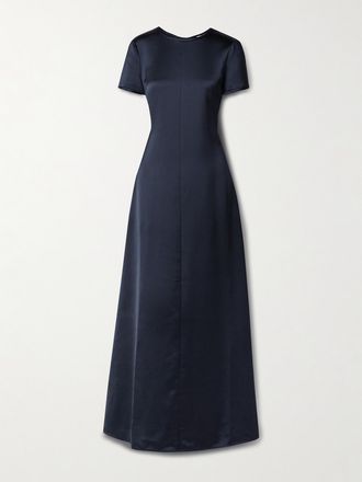 Proenza Schouler Delphine Maxikleid Aus Gl&auml;nzendem Twill Mit B&auml;ndern - Blau