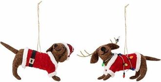 Bloomingville Monty Ornament, Wolle, Brown, L11,5xH12xW4/L11,5xH10xW4 cm, Set of 2