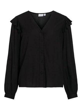 Vila Vila Videstina V-Neck L/S Top/Pr/BF Haut à col, Black Beauty, 40 Femmes