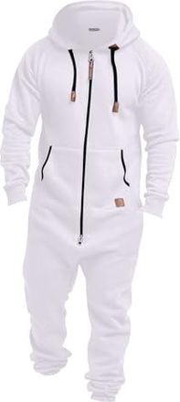 Generic Grenouillère Homme Pyjama Combinaison à Capuche Zippé Imprimé Camouflage Jumpsuit Manches Longues en Polaire Vêtement Une Pièce 2024 Hiver Chaud