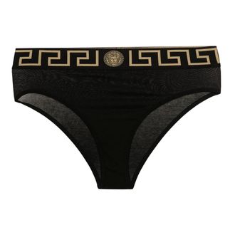 Versace Femme, Sous-v&ecirc;tements, Noir, Taille: 40 FR Sous-v&ecirc;tements Noirs Greca Border Jambes Hautes