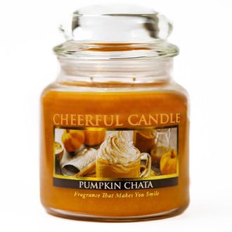 A Cheerful Giver Pumpkin Chata - Mittelgroße Duftkerze im Glas mit Deckel - fröhliche Kerze - 80 Stunden Brenndauer für Frauen, Orange