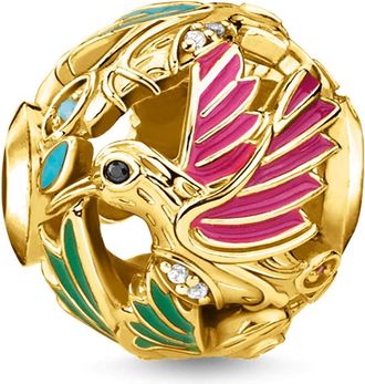 Thomas Sabo Thomas Sabo Bead 925 Sterlingsilber, vergoldet Gelbgold/Glas-Keramik Stein/Kaltemail/synthetischer Korund/Zirkonia, Mehrfarbig, 1,1cm x 1,1cm x 1,1cm,