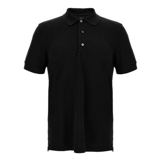 Tom Ford Homme, Tops, Noir, Taille: XL Polo en Piqué de Lyocell