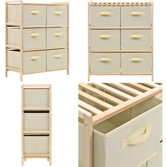 vidaXL Vidaxl - tag&egrave;re de rangement 6 paniers Tissu Bois de c&egrave;dre Beige - &Eacute;tag&egrave;re De Rangement - Meuble Rangement - Biblioth&egrave;que - Commode - Tiroir Tissu