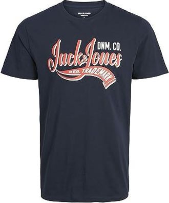 Jack & Jones Homme Jjelogo Tee O-Cou 2 Col 23/24 Pls T-Shirts pour, Marine - Rouge - Blanc, 3XL Grande Taille EU