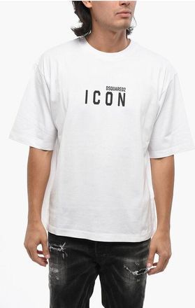 Dsquared2 ICON Solid Color Loose Fit Crew-neck T-Shirt with Contrastin size M