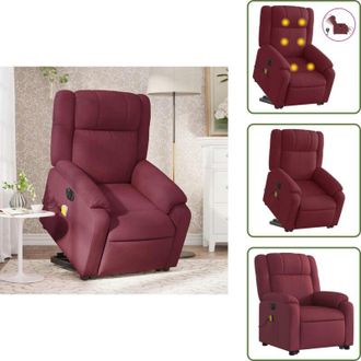 vidaXL Elektrischer Massagesessel mit Aufstehhilfe Weinrot Stoff - Elektrischer Massagesessel - Relaxsessel - Fernsehsessel - Beistelltisch - Lounge Chair