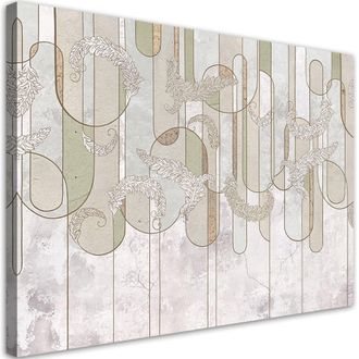 Feeby 1-teilig Bild auf Vlies Leinwand 45x30 cm Florales Motiv Formen Kunstdruck Modern Wandbilder Deko Flur Wohnzimmer Abstraktion Geometrisches Motiv Text