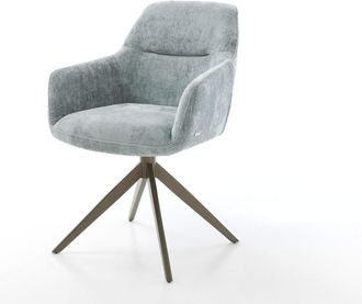 DELIFE Drehstuhl Pejo-Flex Chenille Pastellblau Kreuzgestell breit Effektfinish Titan 360&deg; drehbar Wippfunktion Taschenfederkern, Esszimmerst&uuml;hle