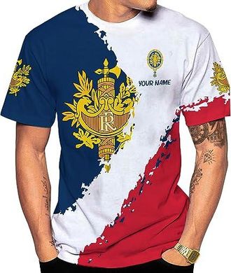 Generic Homme T Shirt Drapeau Français Personnalisé Homme Manches Courtes Tshirt Respirant Vêtements De Sport Homme Shirt, pour Sport, Exercer, 2XL