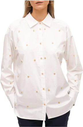 Lola Casademunt Femme, Blouses et Chemises, Blanc, Taille: 36 FR Chemise droite en popeline avec d&eacute;tail de bijou