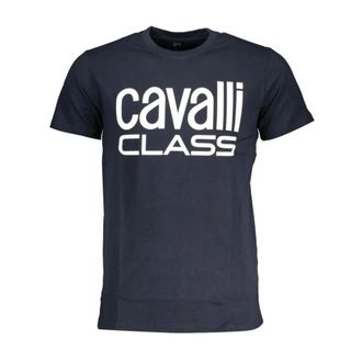 Cavalli Homme, Tops, Bleu, Taille: XL T-shirt col rond imprim&eacute; bleu