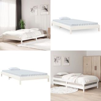 vidaXL Stapelbett Wei&szlig; 100x200 cm Massivholz Kiefer - Holzbett - Kiefernholzbett - Stapelbett - G&auml;stebett - Minimalistisches Bett - Home & Living