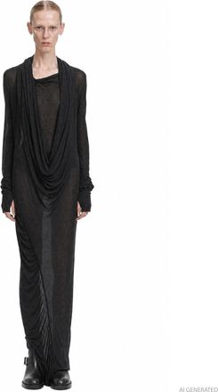Marc Le Bihan Sheer Viscose Wool Scarf Dress