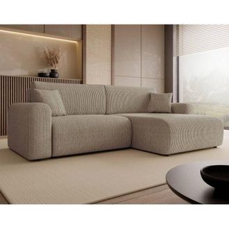 Best Mobilier Naomi - canap&eacute; dangle r&eacute;versible 4 places convertible avec coffre en velours c&ocirc;tel&eacute;