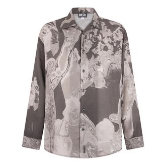 Diesel Bedrucktes Hemd - - Shirts - Herren - Grau - XL