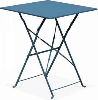 Oviala Oviala - Table de jardin pliante bistrot en acier bleu pacific