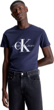 Calvin Klein Jeans Calvin Klein Herren T-Shirt Kurzarm Core Monologo Slim Fit, Blau (Night Sky), XS