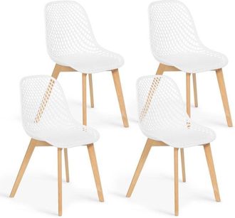 IDMarket Idmarket - Lot de 4 chaises mandy blanches pour salle à manger
