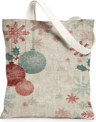 Generic Sacs fourre-tout en toile pour ornements de No&euml;l, sacs d&eacute;picerie r&eacute;utilisables, l&eacute;gers et lavables avec bandouli&egrave;re Ca, Rouge/bleu, 13x15 Inch