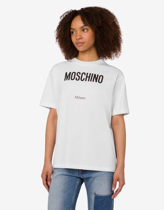 Moschino T-shirt en jersey de coton biologique imprimé - Blanc